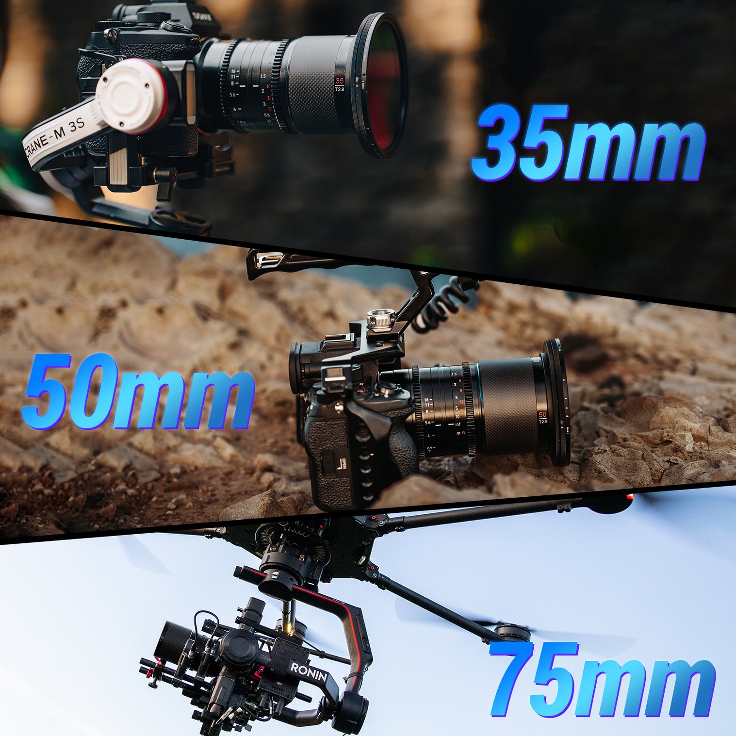 SIRUI Saturn 35/50/75mm T2.9 1.6x Full-Frame Carbon Fiber Anamorphic L ...